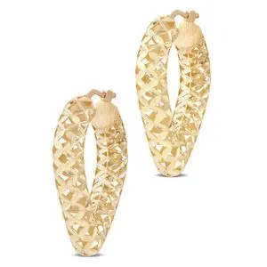 TOSCANO Diamond Cut Hoop Earrings In 14k Yellow Gold - Yg