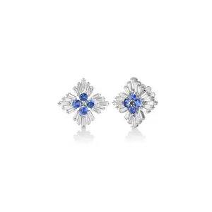 Roberto Coin 18k White Gold Diamond Princess Luce Flower Stud Earrings,|8883796awerxs - Blue