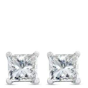 Benbridge Princess Cut Diamond Stud Earrings - Wg