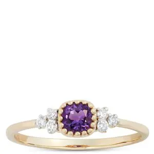 Benbridge Cushion Cut Amethyst And Diamond Ring - Purple