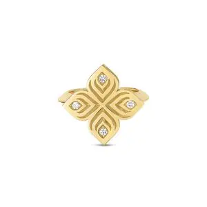Roberto Coin 18k Yellow Gold Arabesque Diamond Flower Ring - Yg