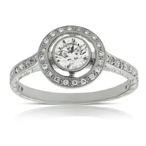 Benbridge Bezel Set Halo Diamond Engagement Ring - Wg