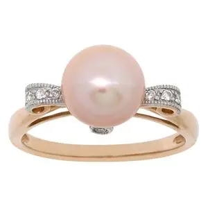 Benbridge 14k Rose Gold Freshwater Cultured Pearl & Diamond Ring - Pink