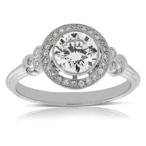 Benbridge Bezel Halo Diamond Engagement Ring - Wg