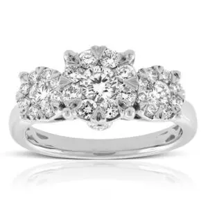 Benbridge Love Eternal Diamond Cluster 3-stone Engagement Ring - Wg