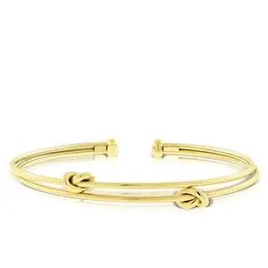 TOSCANO 14k Double Love Knot Cuff Bangle - Yg