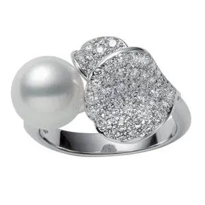 Mikimoto Akoya Cultured Pearl And Diamond Ring - White