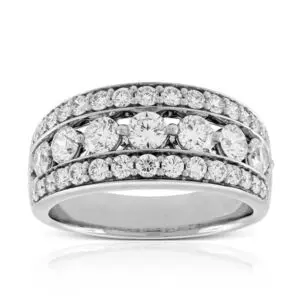 Benbridge Shared Prong Three Row Diamond Band 14k - Wg