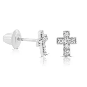 Benbridge Baby Cross Diamond 14k Earrings - Wg