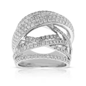 Benbridge Criss Cross Diamond Statement Ring - Near Colorless