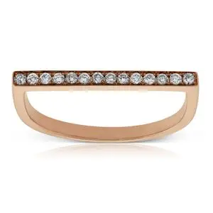 Benbridge 14k Rose Gold Diamond Bar Ring - Near Colorless
