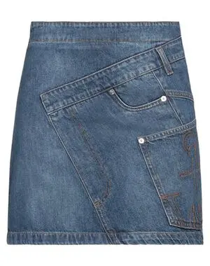 JW Anderson Denim Flared Mini Skirt With Leather Trim - Blue