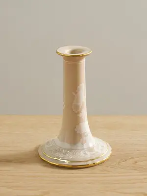 GINORI 1735 Antico Doccia Gold-plated Porcelain Candleholder - Pink