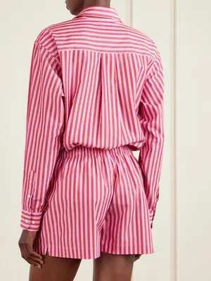 Comme Si La Boxer Classica Striped Cotton-poplin Shorts - Pink