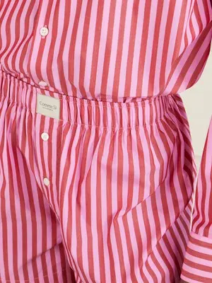 Comme Si La Boxer Classica Striped Cotton-poplin Shorts - Pink
