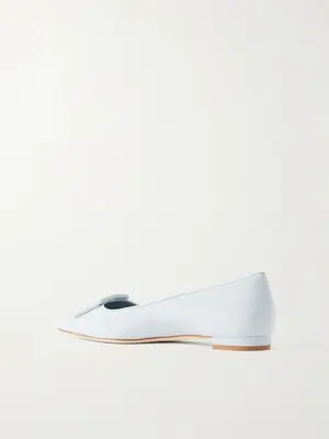 Manolo Blahnik Maysale Buckled Suede Point-toe Flats - Blue