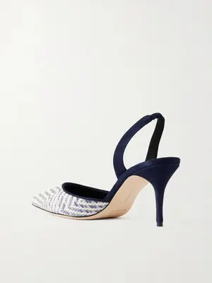 Manolo Blahnik Carolyne 70 Raffia Slingback Pumps