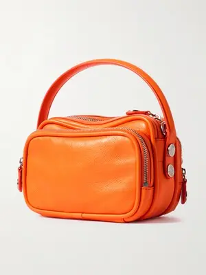 Acne Studios Embellished Textured-leather Shoulder Bag - Orange