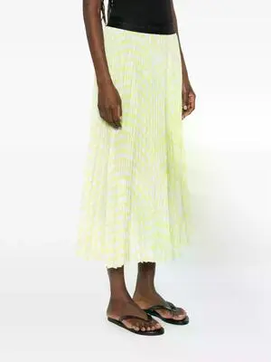 MSGM Pleated Patterned Skirt - Yellow