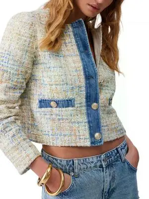Liu Jo Bouclé Denim-trimmed Jacket