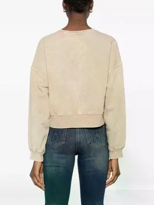 Pinko Cropped Crewneck Sweatshirt With Logo Detail - Neutrals
