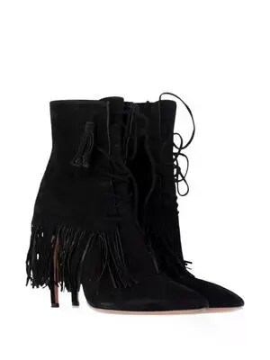 AQUAZZURA Mustang Fringed Heeled Ankle Boots