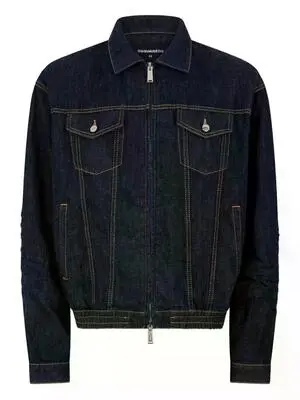 Dsquared2 Dark Wash Denim Jacket With Drawstring Hem