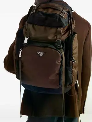 Prada Logo Plaque Buckled Backpack