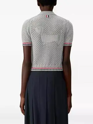 Thom Browne Hector Pointelle Short Sleeve Cardigan - Grey