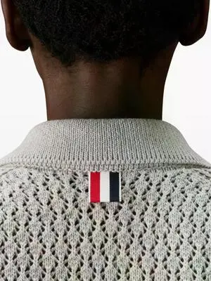 Thom Browne Hector Pointelle Short Sleeve Cardigan - Grey