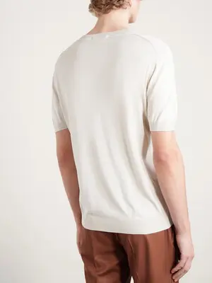 LARDINI Short-sleeve Silk Sweater - Neutrals