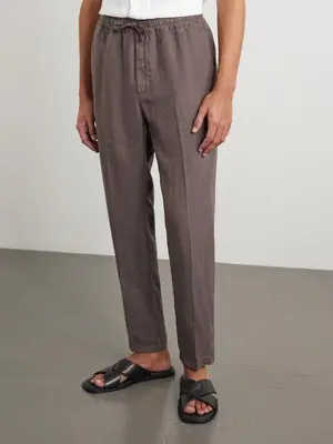 Altea Mattia Straight-leg Linen Trousers - Brown