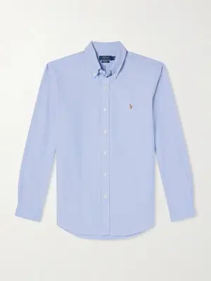 Polo Ralph Lauren Button-down Collar Logo-embroidered Cotton Oxford Shirt - Blue