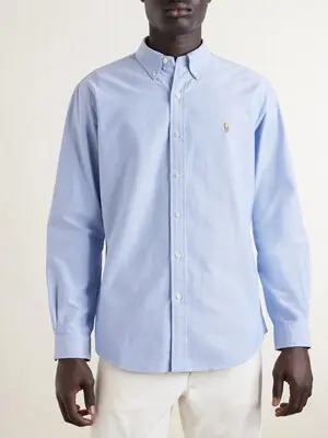 Polo Ralph Lauren Button-down Collar Logo-embroidered Cotton Oxford Shirt - Blue