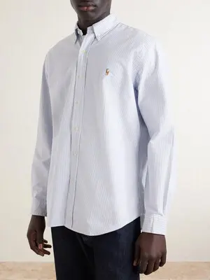 Polo Ralph Lauren Button-down Collar Logo-embroidered Striped Cotton Oxford Shirt - Blue