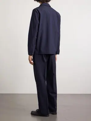 Altea Virgin Wool-blend Seersucker Overshirt - Blue