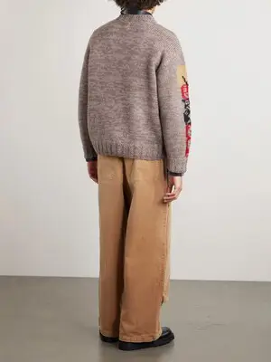 Kapital Peckish Totem Pole Intarsia Wool Sweater - Gray