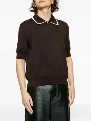 JIL SANDER Zip-collar Polo Shirt - Brown
