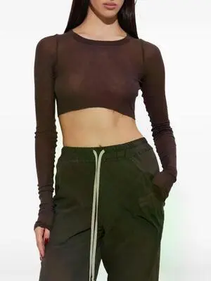 Rick Owens Long-sleeve Cropped Top - Brown