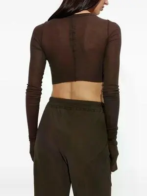 Rick Owens Long-sleeve Cropped Top - Brown