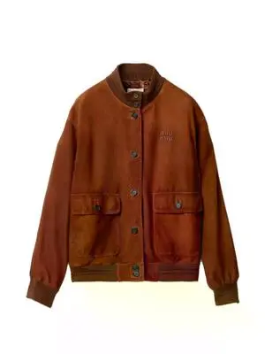 Miu Miu Suede Jacket With Logo Detail