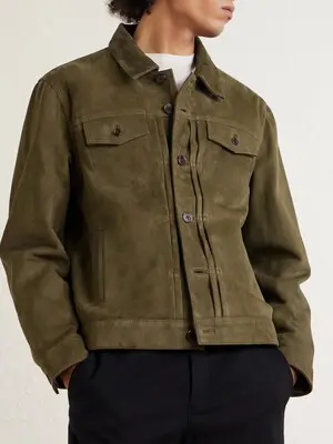 Officine Générale Liam Suede Jacket - Green