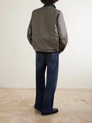 Sacai Leather-trimmed Cotton-twill Bomber Jacket