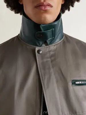 Sacai Leather-trimmed Cotton-twill Bomber Jacket