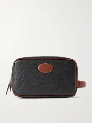 Mulberry Leather-trimmed Bioveg Scotchgrain Wash Bag - Black