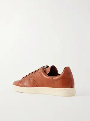 TOM FORD Warwick Perforated Leather Sneakers - Brown