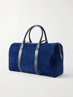TOM FORD Leather-trimmed Suede Duffle Bag - Blue