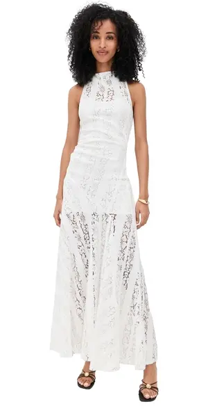 Bec & Bridge Henrietta High Neck Maxi Dress - White