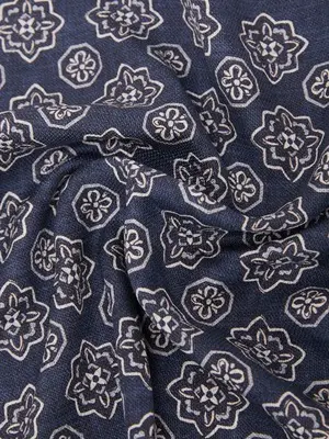 REISS Gian Silk Floral-medallion Pocket Square - Navy