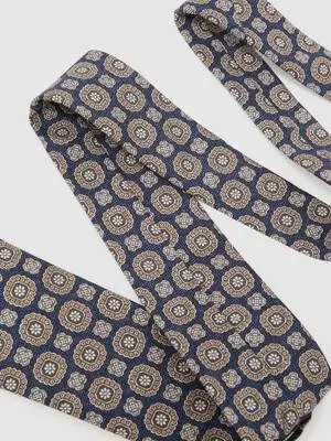REISS Alessio Floral-medallion Print Tie - Navy